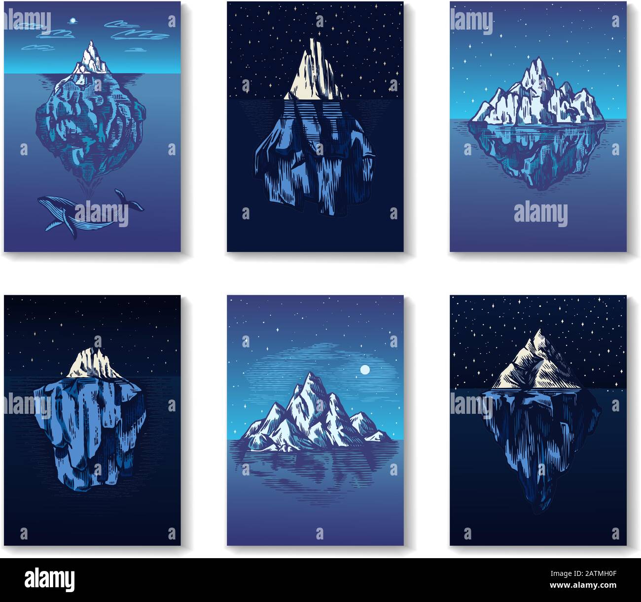 Iceberg in the ocean banners. A large piece of a mountain glacier ...