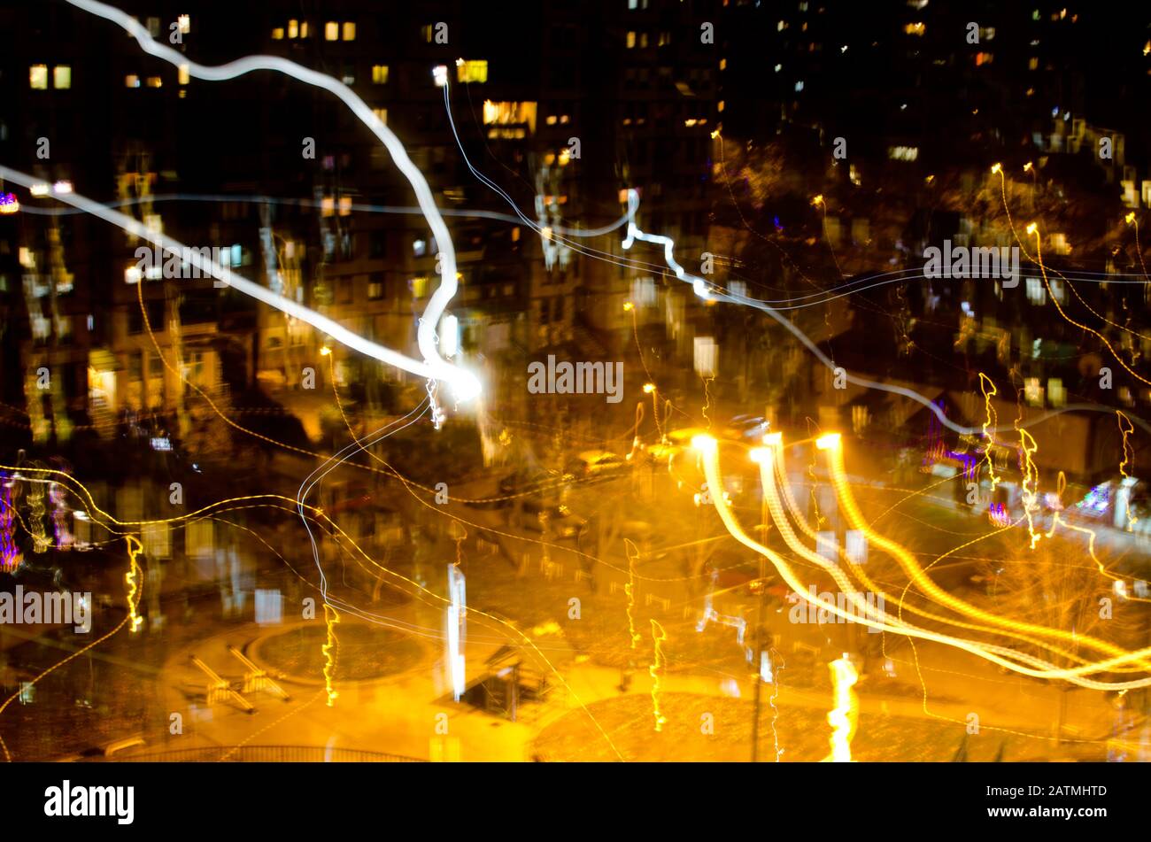 Blurred city lights, long exposition abstract background, Light ...