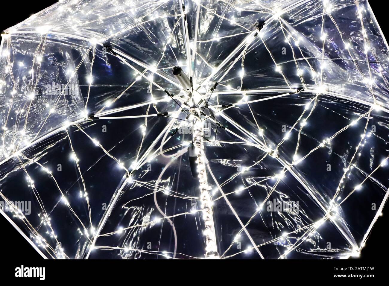Glowing little lights full frame, down view, Abstract background with ...