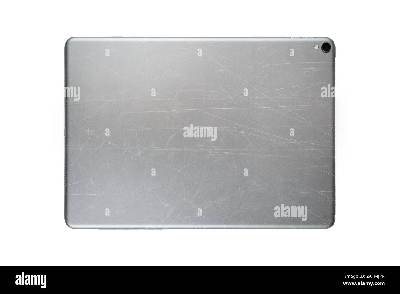 Scratched back side of tablet isolated on white background Stock Photo ...