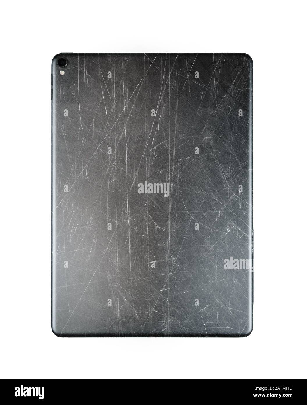 Scratched back side of tablet isolated on white background Stock Photo ...