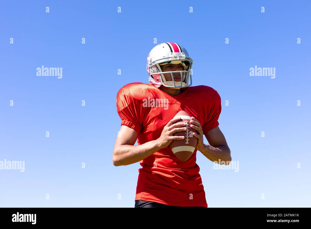 Football player with ball Stock Photo - Alamy