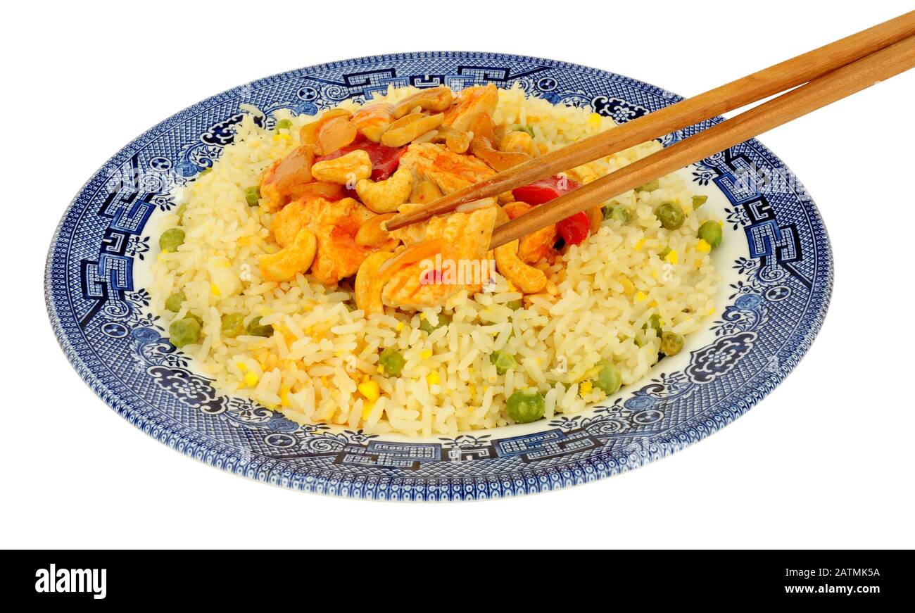 Chinese Kung Po chicken meal isolated on a white background Stock Photo ...