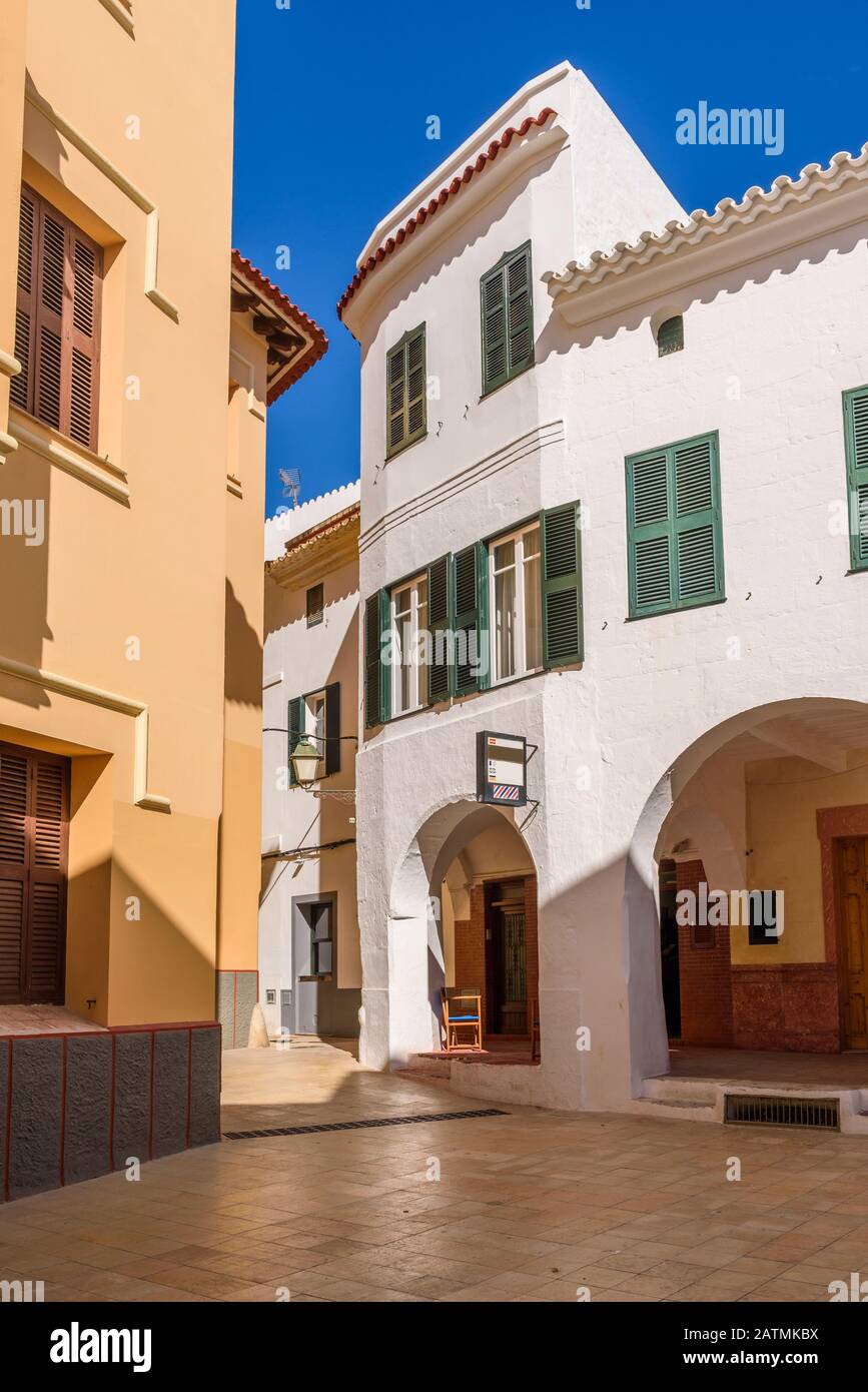 Architecture of Ciutadella old town de Menorca. Baleares, Spain Stock ...