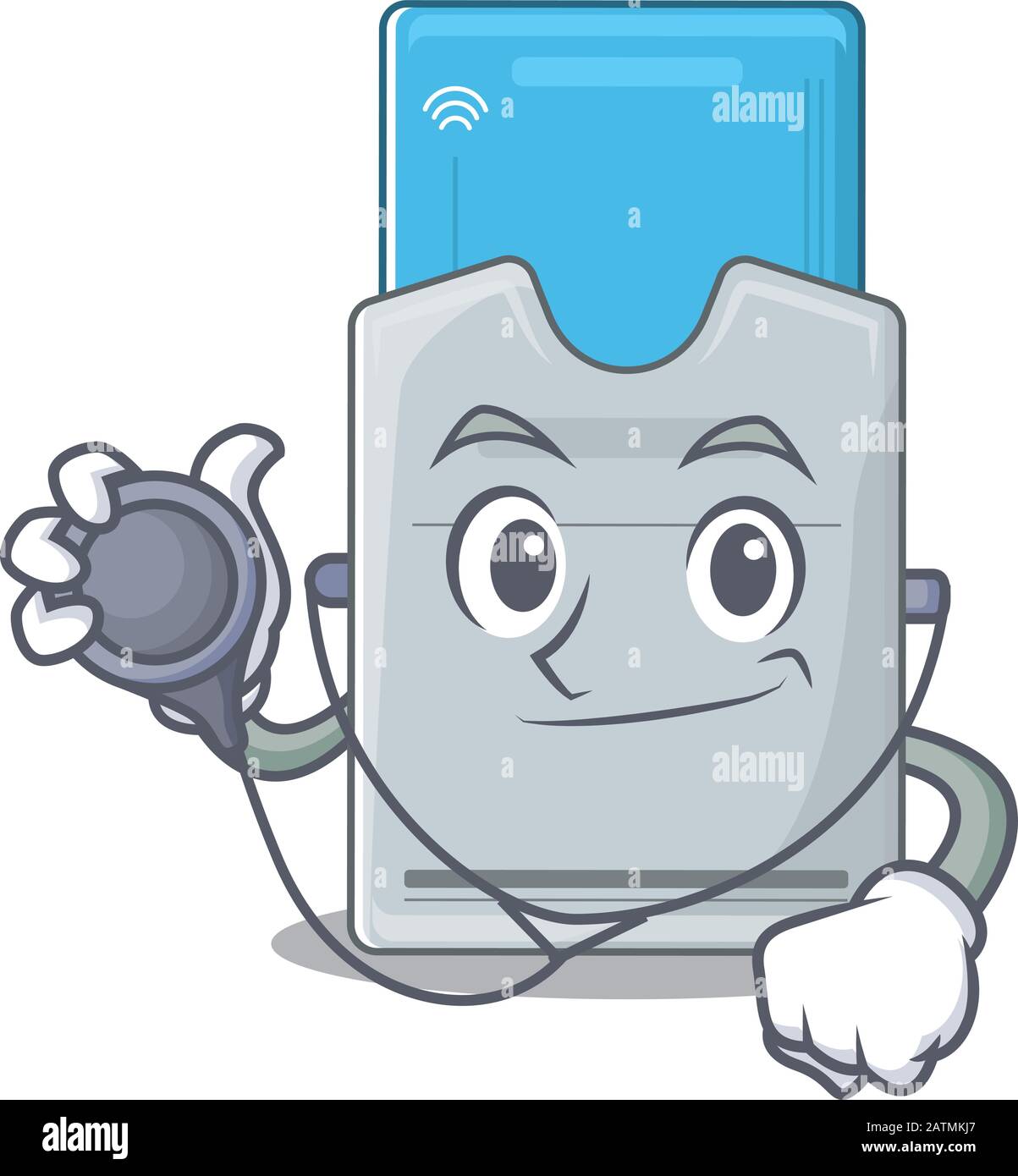 Smart and cool key card cartoon character in a Doctor with tools Stock ...