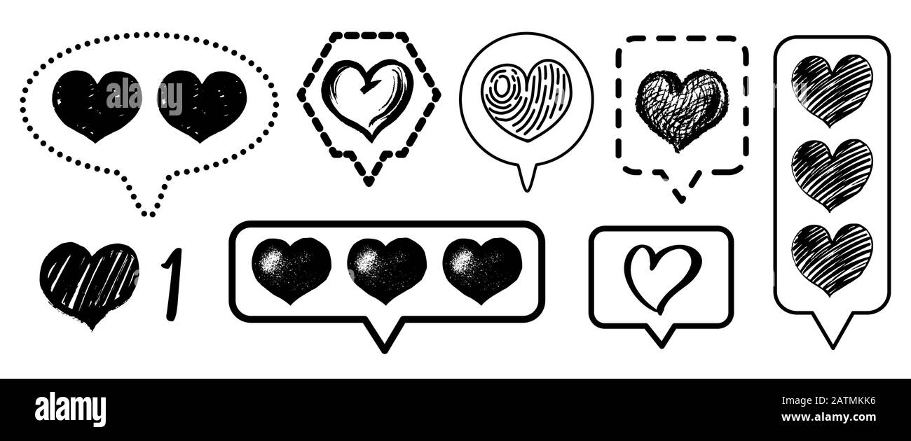 Social media vintage heart like. Comment icons set. Follower or ...