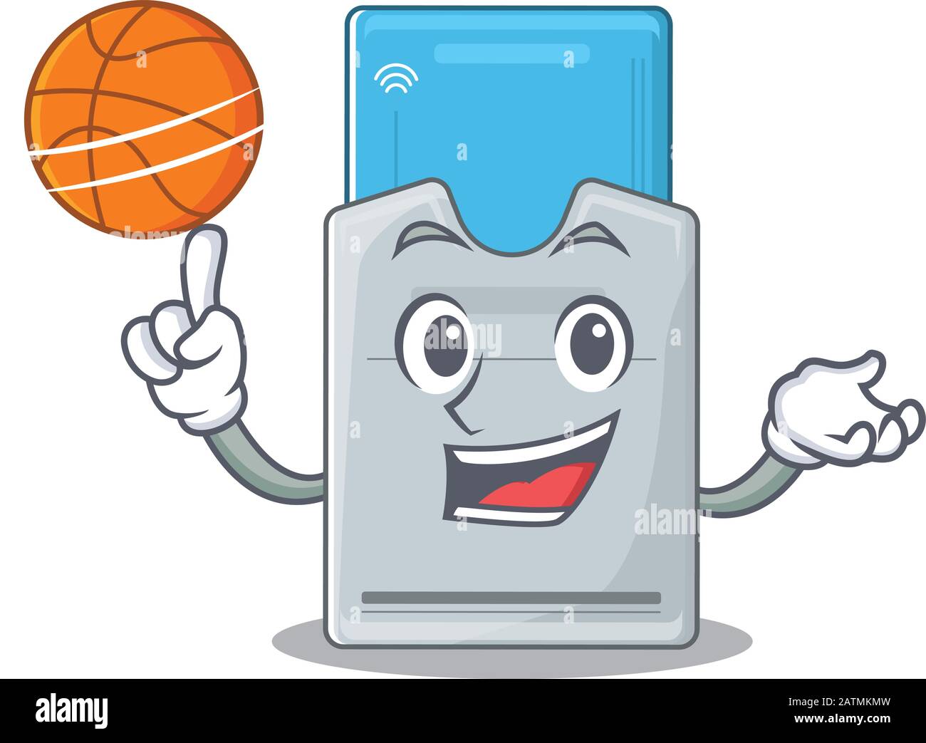 A mascot picture of key card cartoon character playing basketball Stock ...
