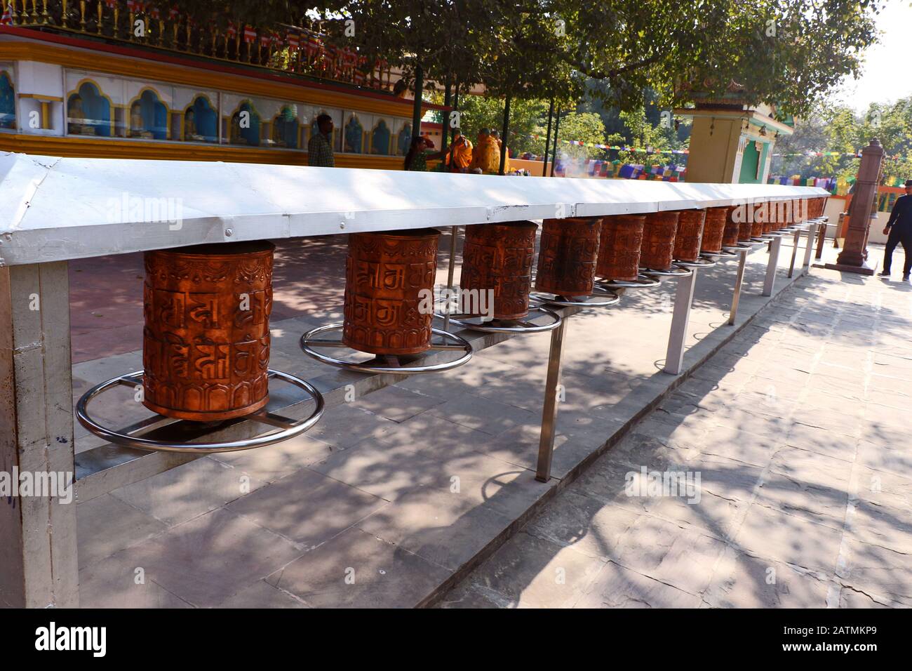 The Sacred prayer wheel at Bodhi Tree complex at Sarnath, where Buddha ...