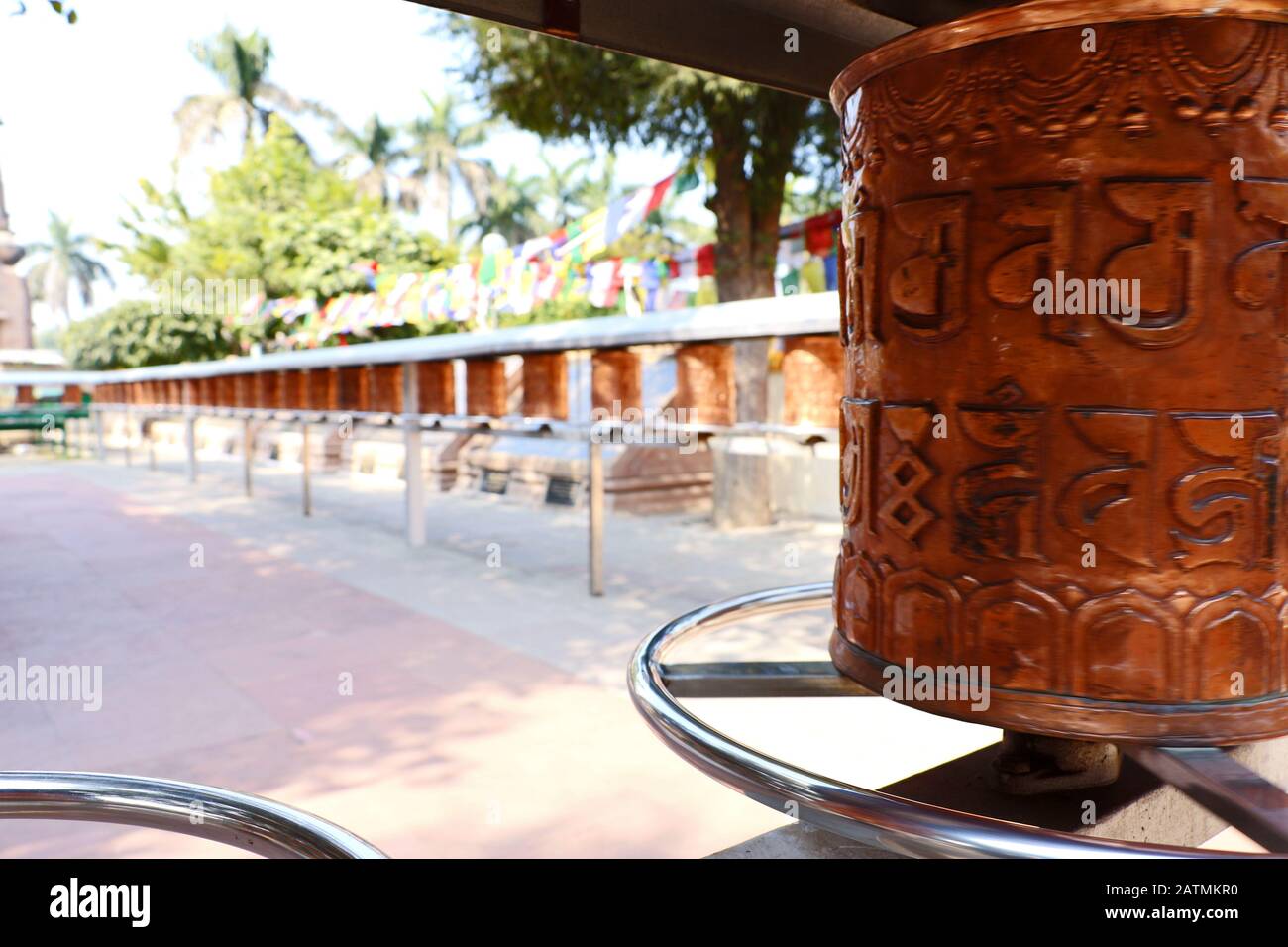 The Sacred prayer wheel at Bodhi Tree complex at Sarnath, where Buddha ...