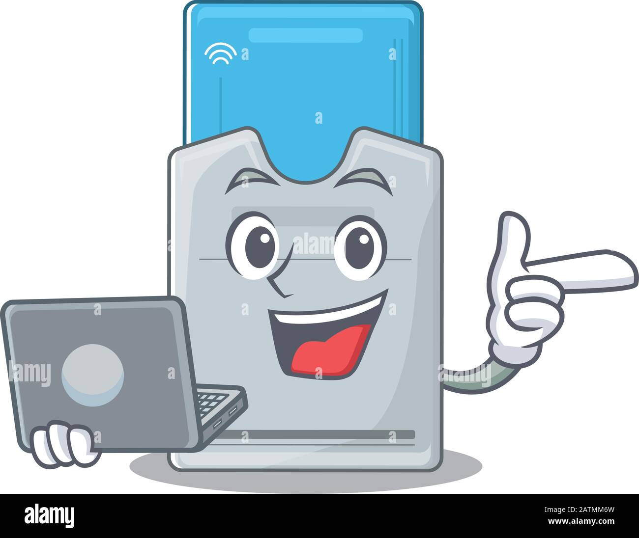 Smart character of key card working with laptop Stock Vector Image ...