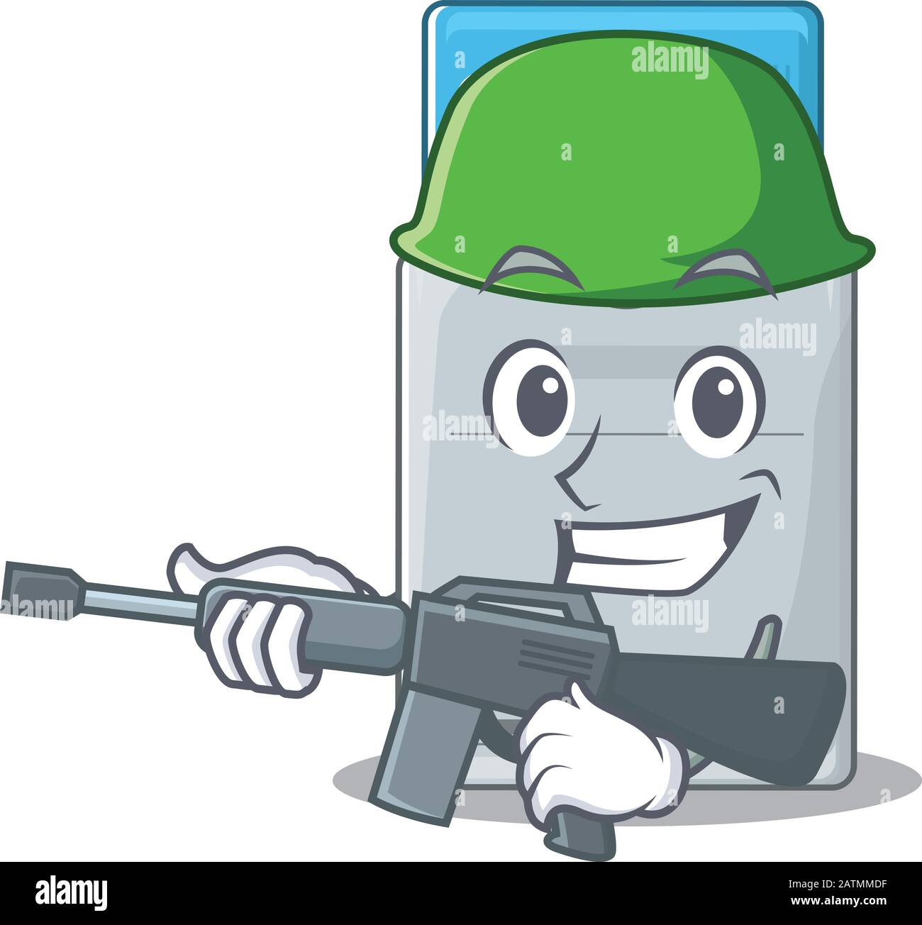A cartoon design of key card Army with machine gun Stock Vector Image ...