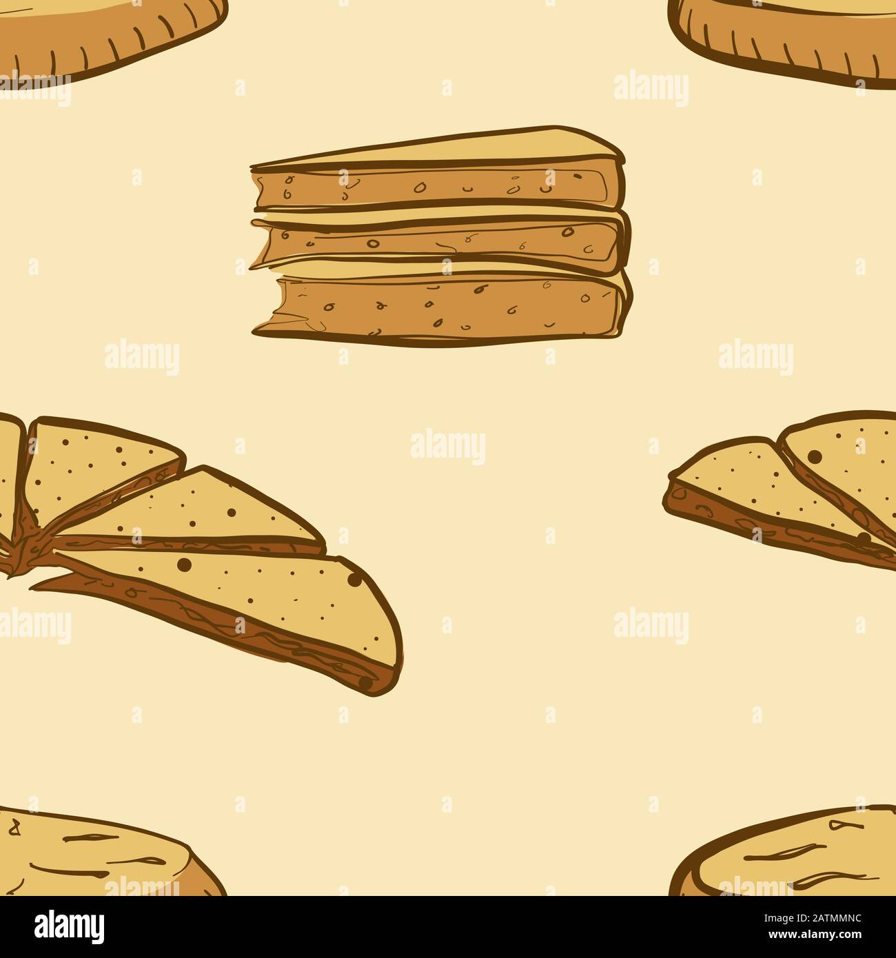 Seamless pattern of sketched Baba bread. Useable for wallpaper or any ...