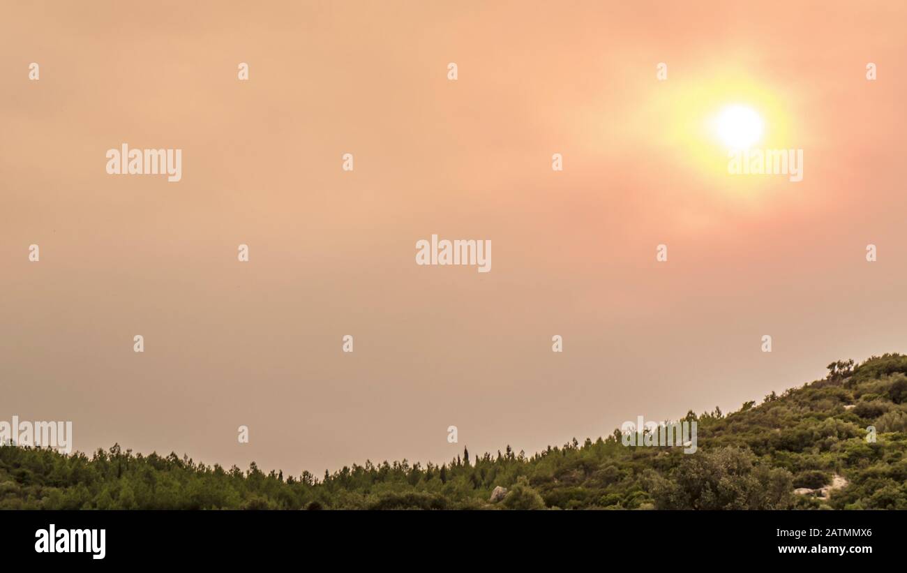 Fire Smoke Clouds from Forest Fire at Sunset Stock Photo - Alamy