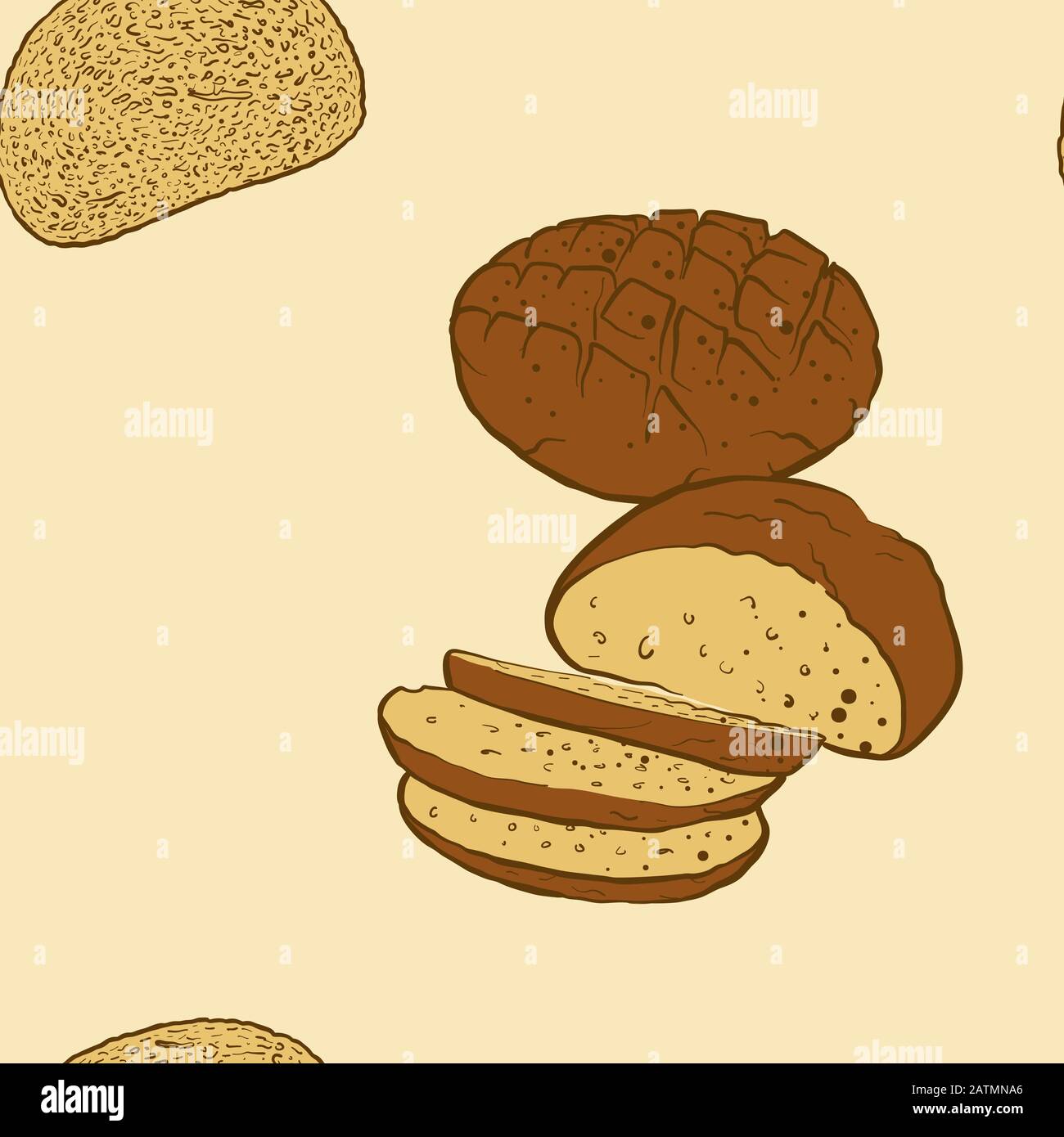 Seamless pattern of sketched Black bread bread. Useable for wallpaper ...
