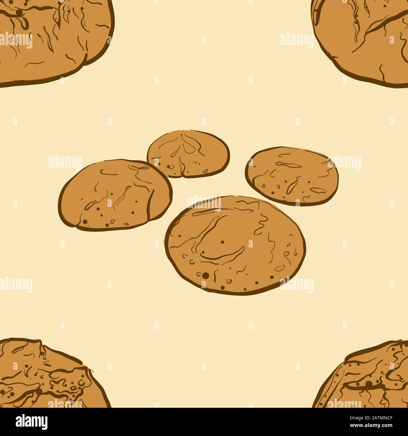 Seamless pattern of sketched Broa bread. Useable for wallpaper or any ...