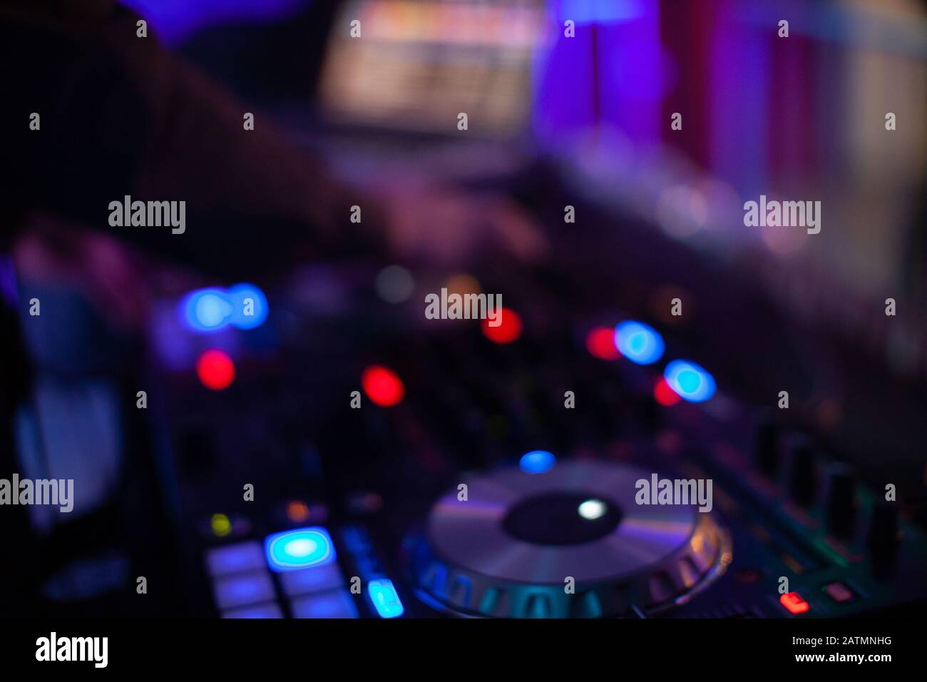 Dj mixing music in night club, close up Stock Photo - Alamy