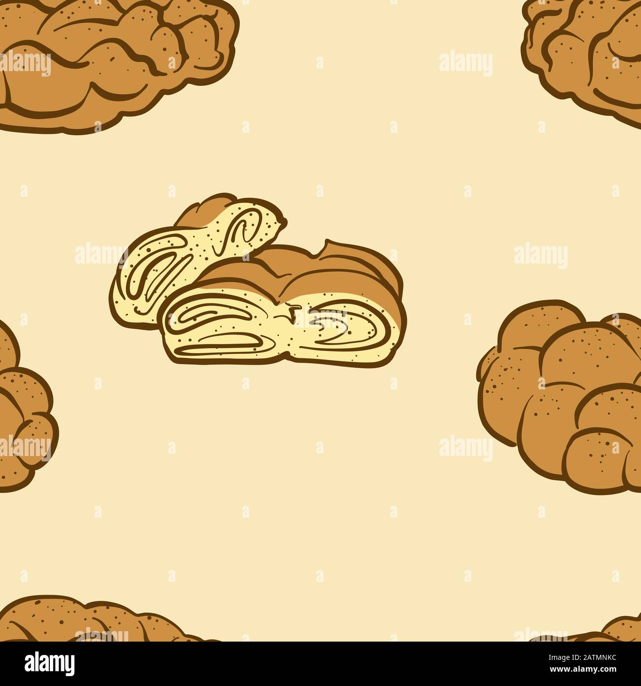 Seamless pattern of sketched Challah bread. Useable for wallpaper or ...