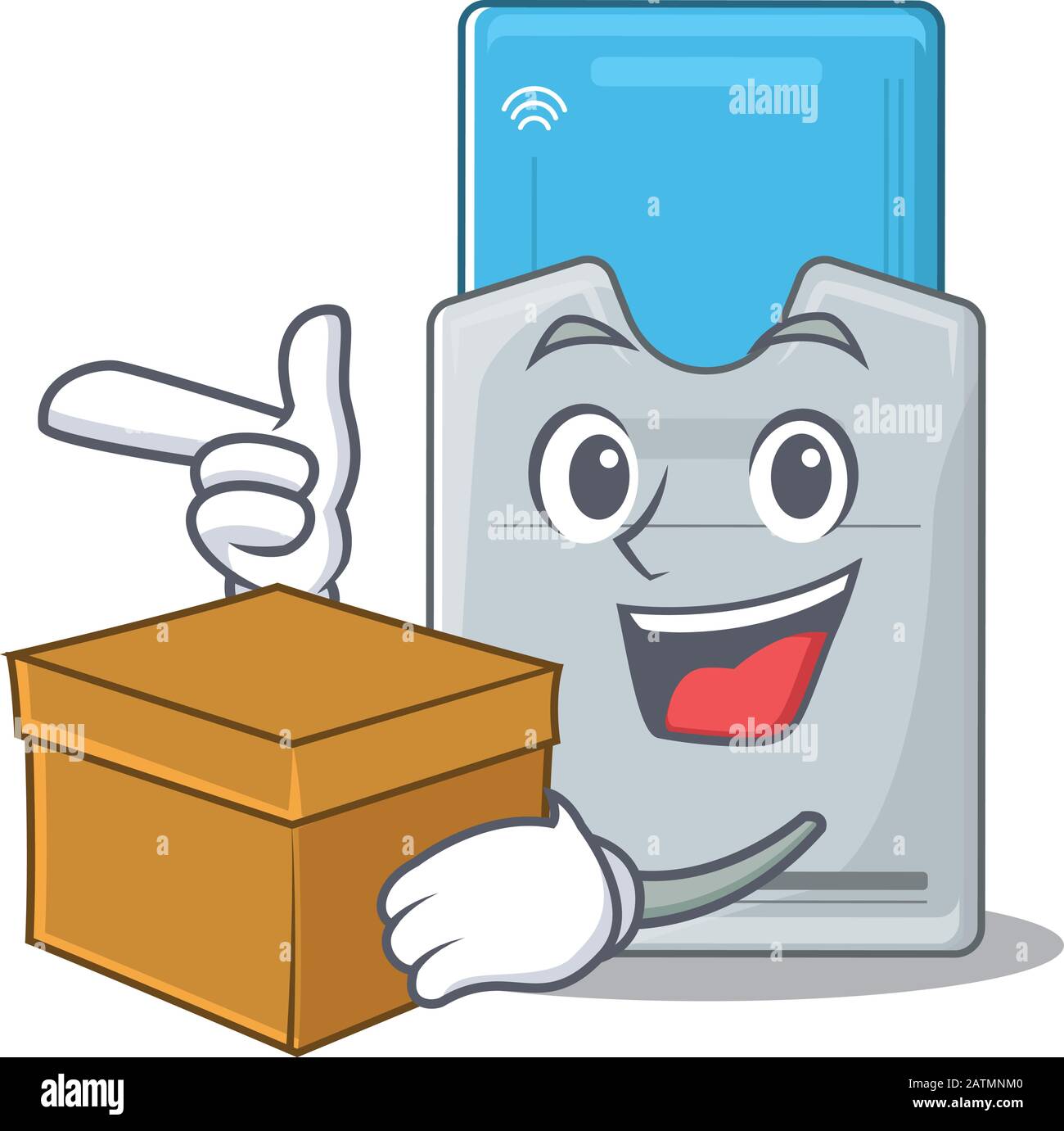 Cute key card cartoon character having a box Stock Vector Image & Art ...