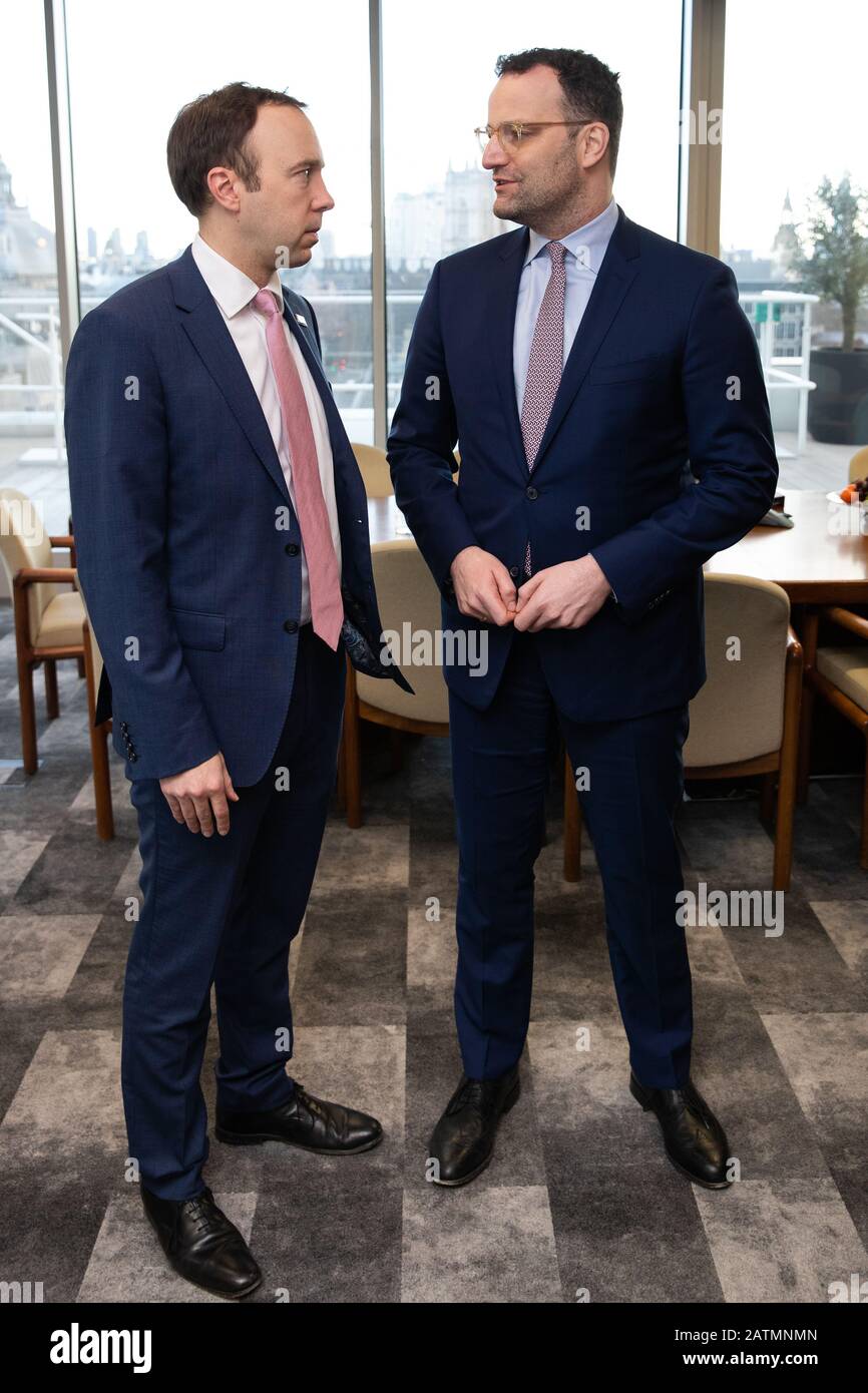 Health Secretary Matt Hancock (left) with German Health Minister Jens ...