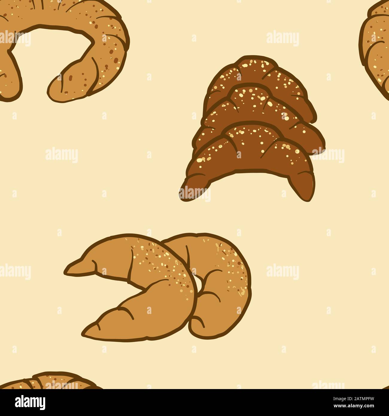 Seamless pattern of sketched Kifli bread. Useable for wallpaper or any ...