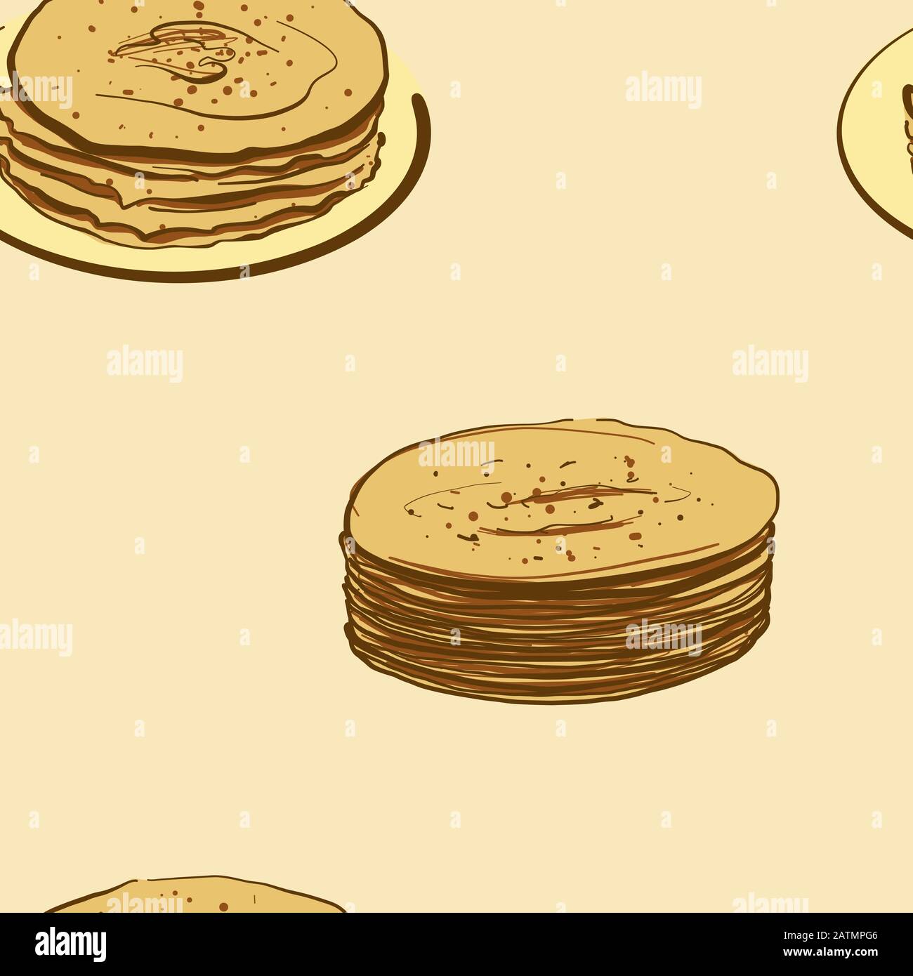 Seamless pattern of sketched Khakhra bread. Useable for wallpaper or ...