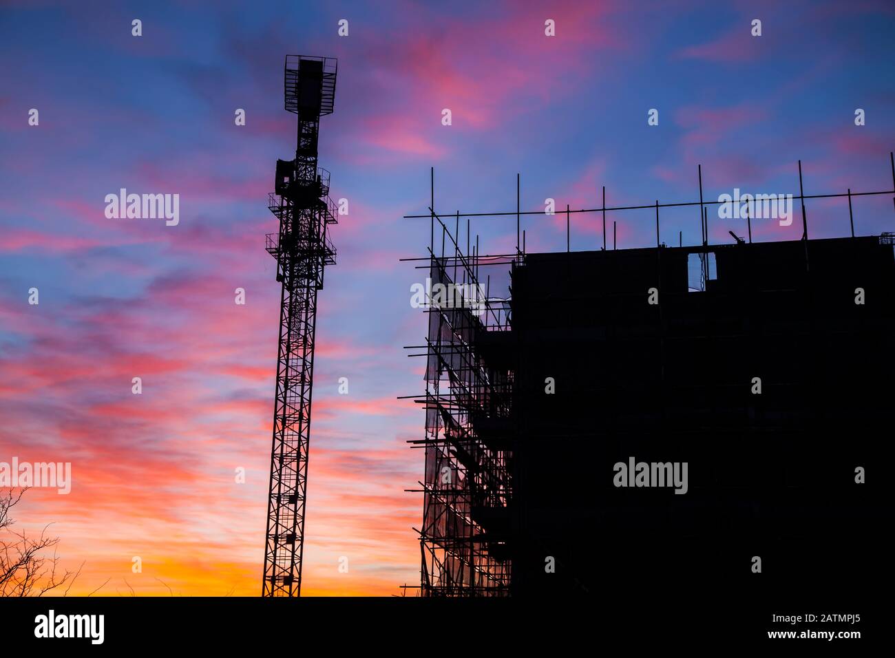 Construction site in the evening Stock Photo - Alamy