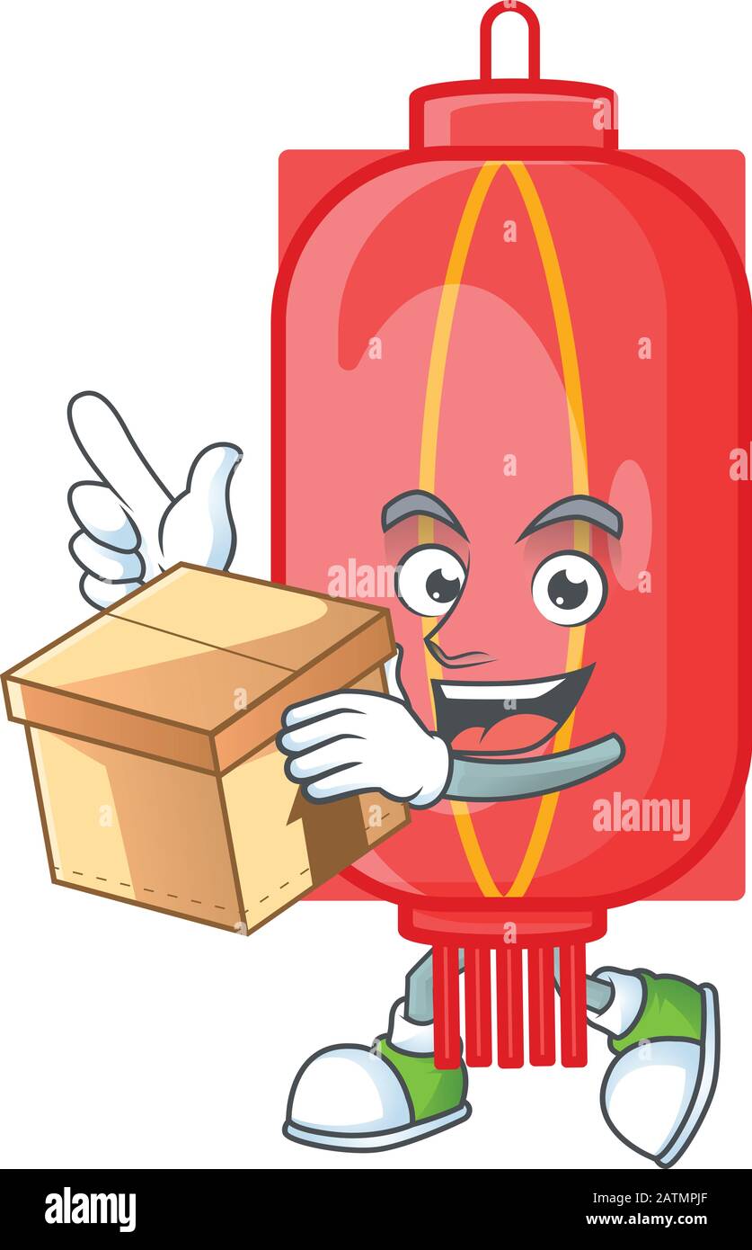 Cute chinese traditional paper cartoon character having a box Stock ...