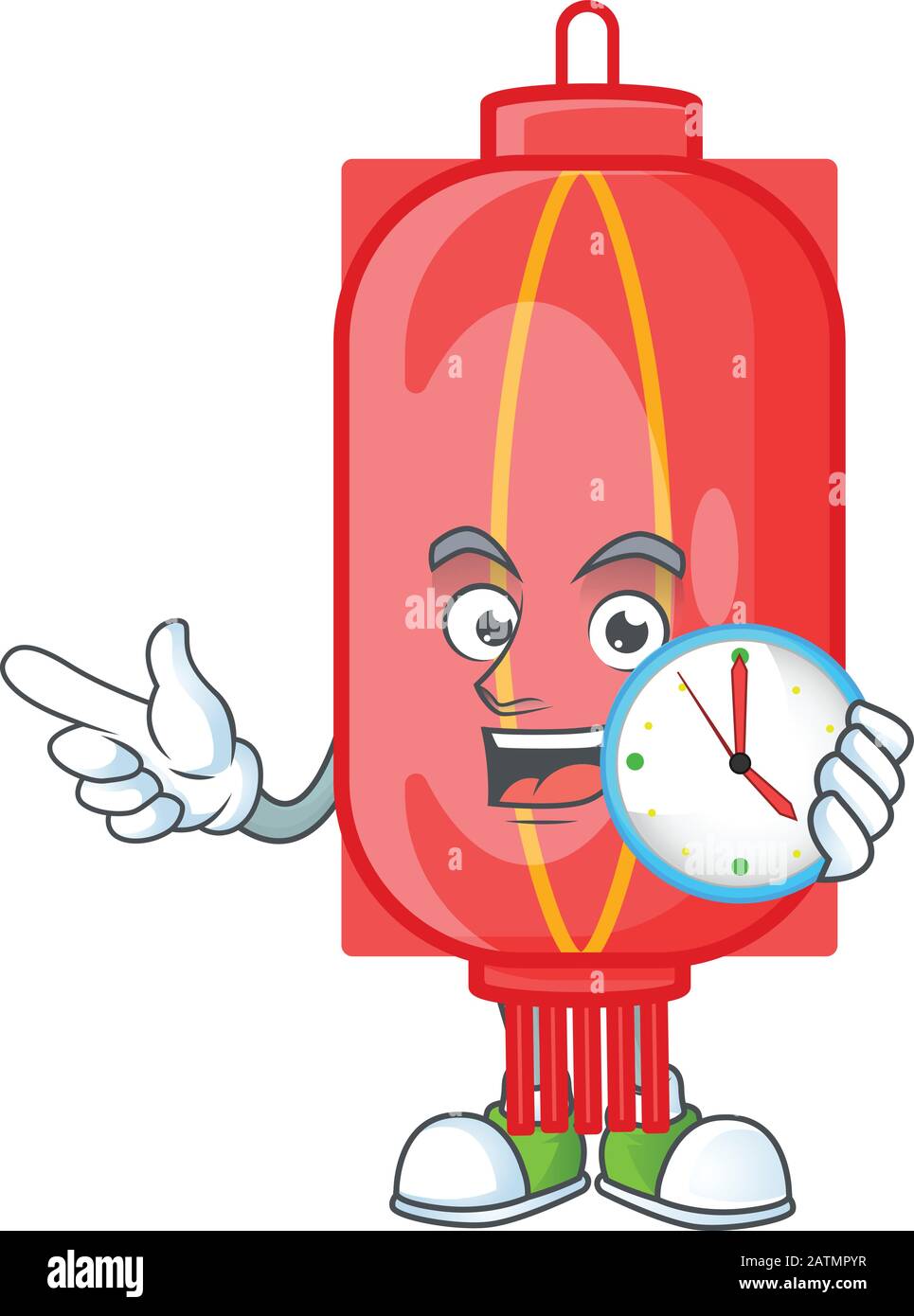 cartoon character style chinese traditional paper having clock Stock ...