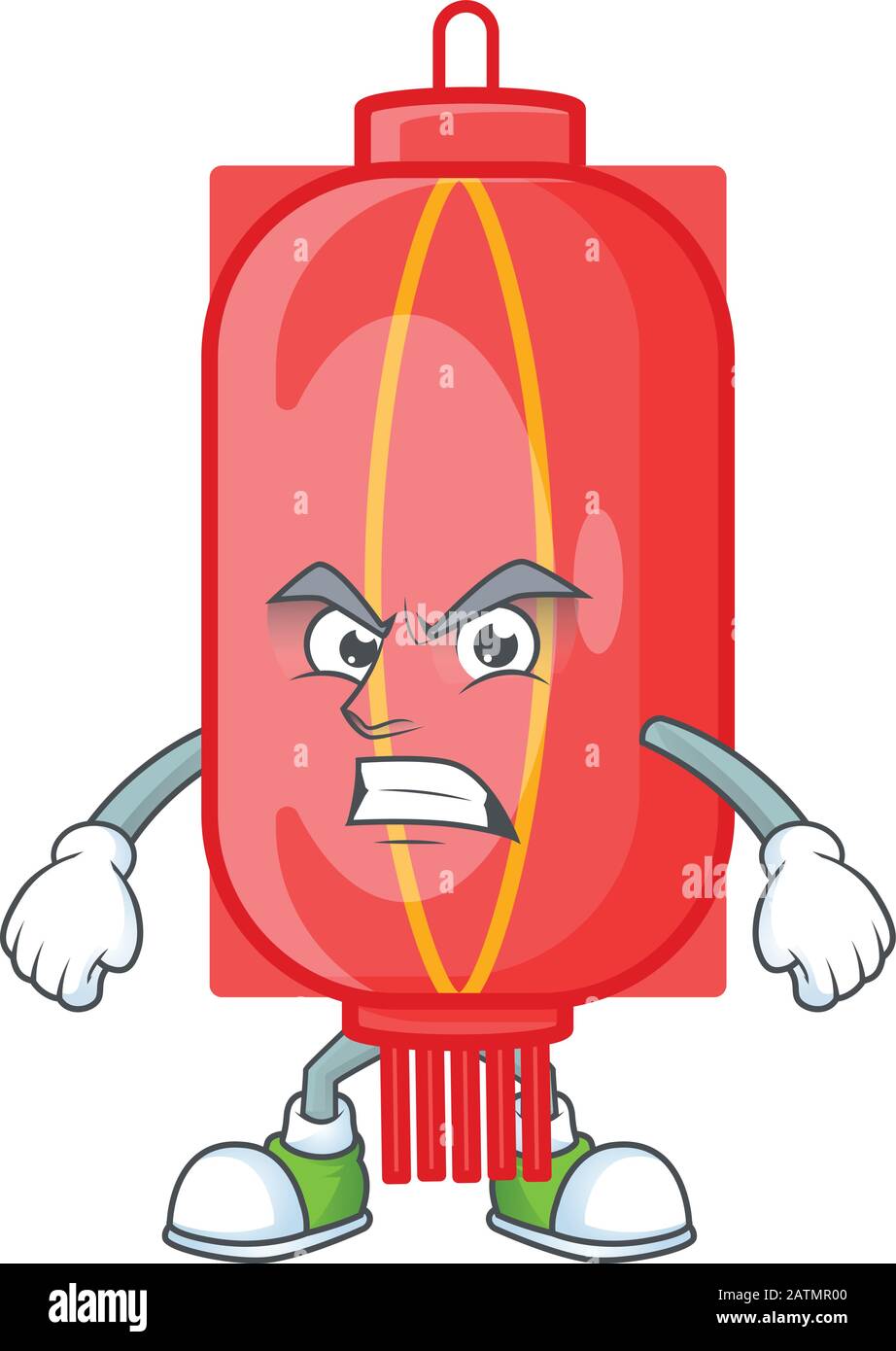 cartoon character of chinese traditional paper with angry face Stock ...