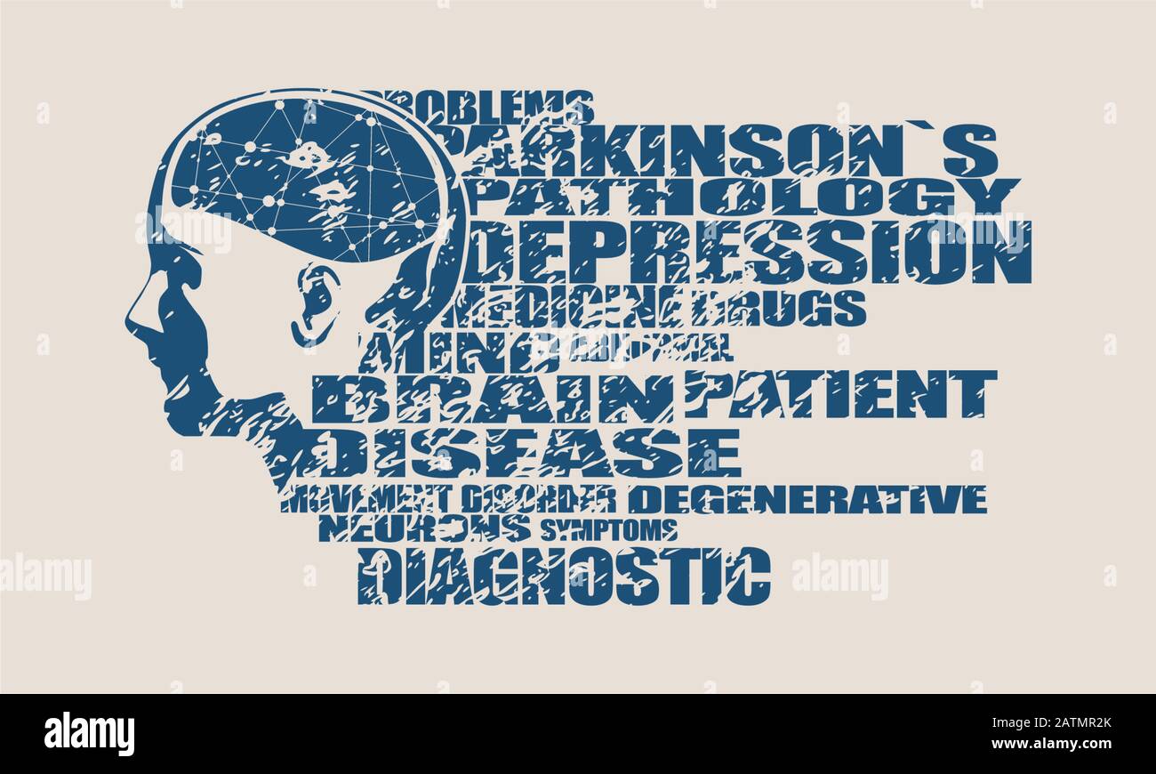 Abstract illustration of a human head with brain. Woman face silhouette. Medical theme creative ...