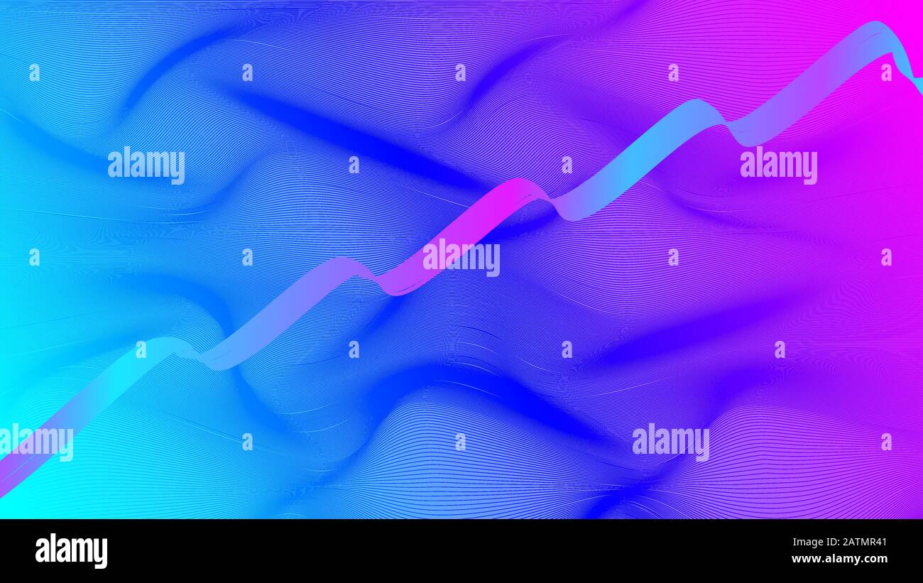 Illustration of abstract neon background, blue and pink gradient, waves ...