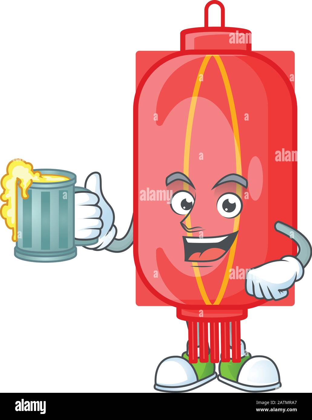 Happy chinese traditional paper mascot design with a big glass Stock ...