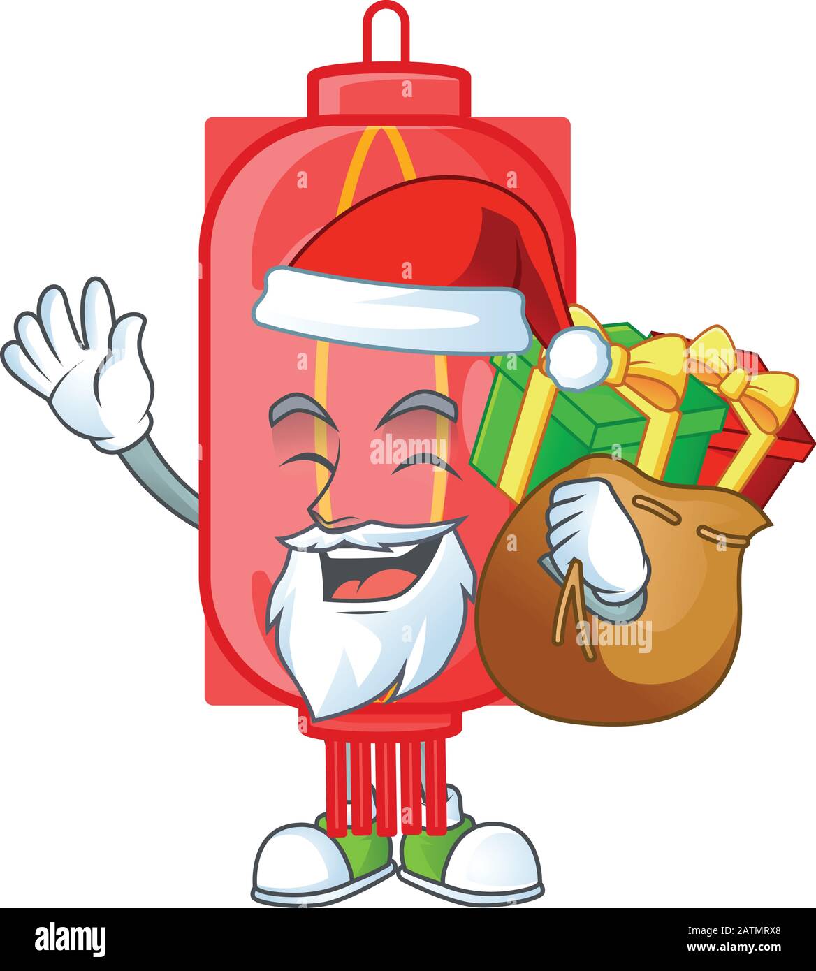 Santa chinese traditional paper Cartoon character design having box of ...