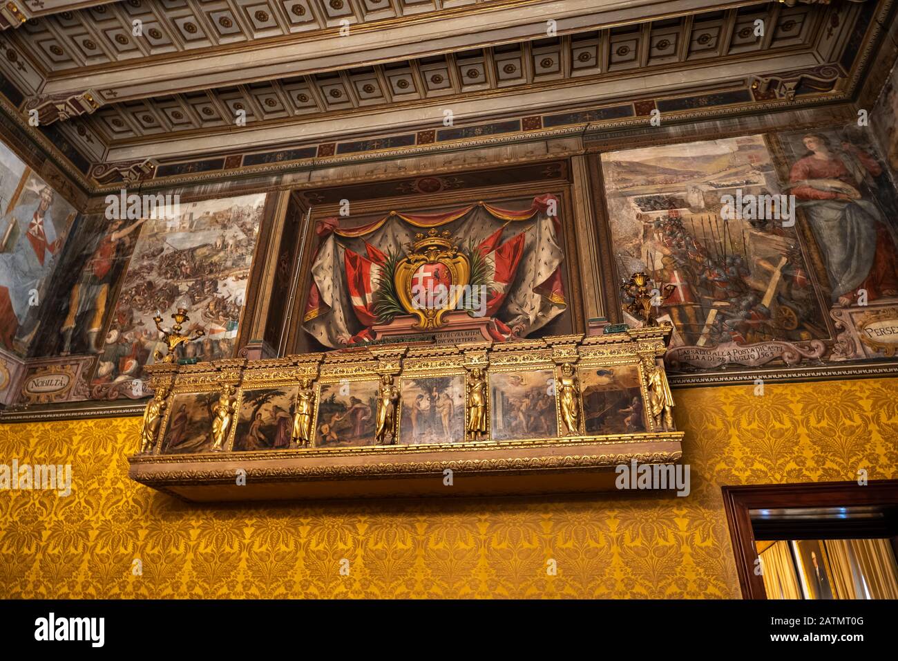 The Grandmaster Palace interior in Valletta, Malta, State Rooms, Throne ...