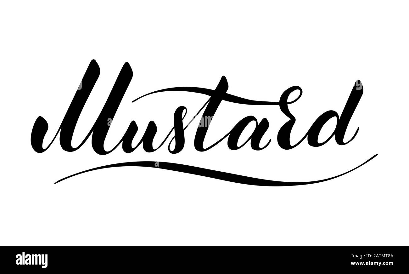 Vector hand written mustard text isolated on white background. Kitchen ...