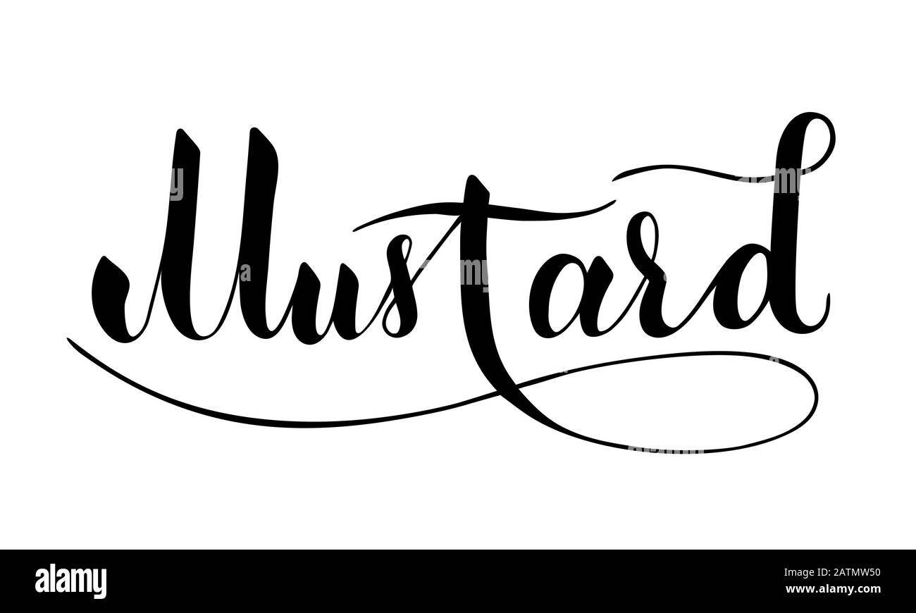 Vector hand written mustard text isolated on white background. Kitchen ...
