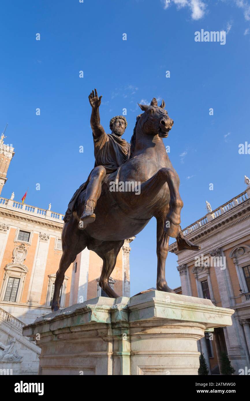 Bronze equestrian statue of Marcus Aurelius, Rome, Italy Stock Photo ...