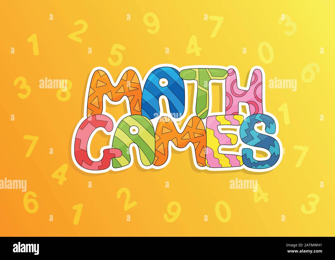 Lettering cartoon design concepts of Math Games, web banner ...