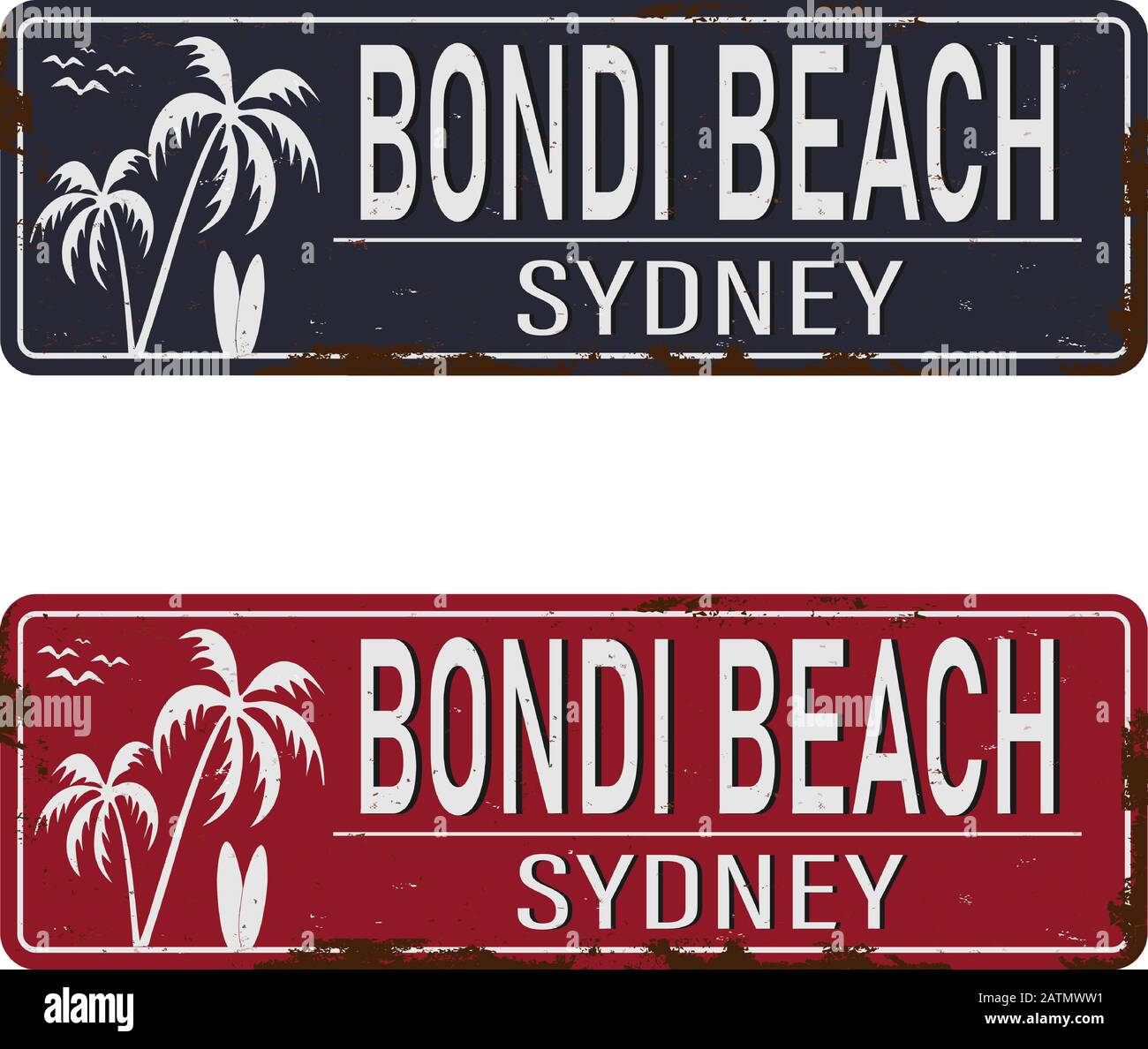 Bondi Beach Sydney Australia tin rusty web sign Stock Vector Image ...
