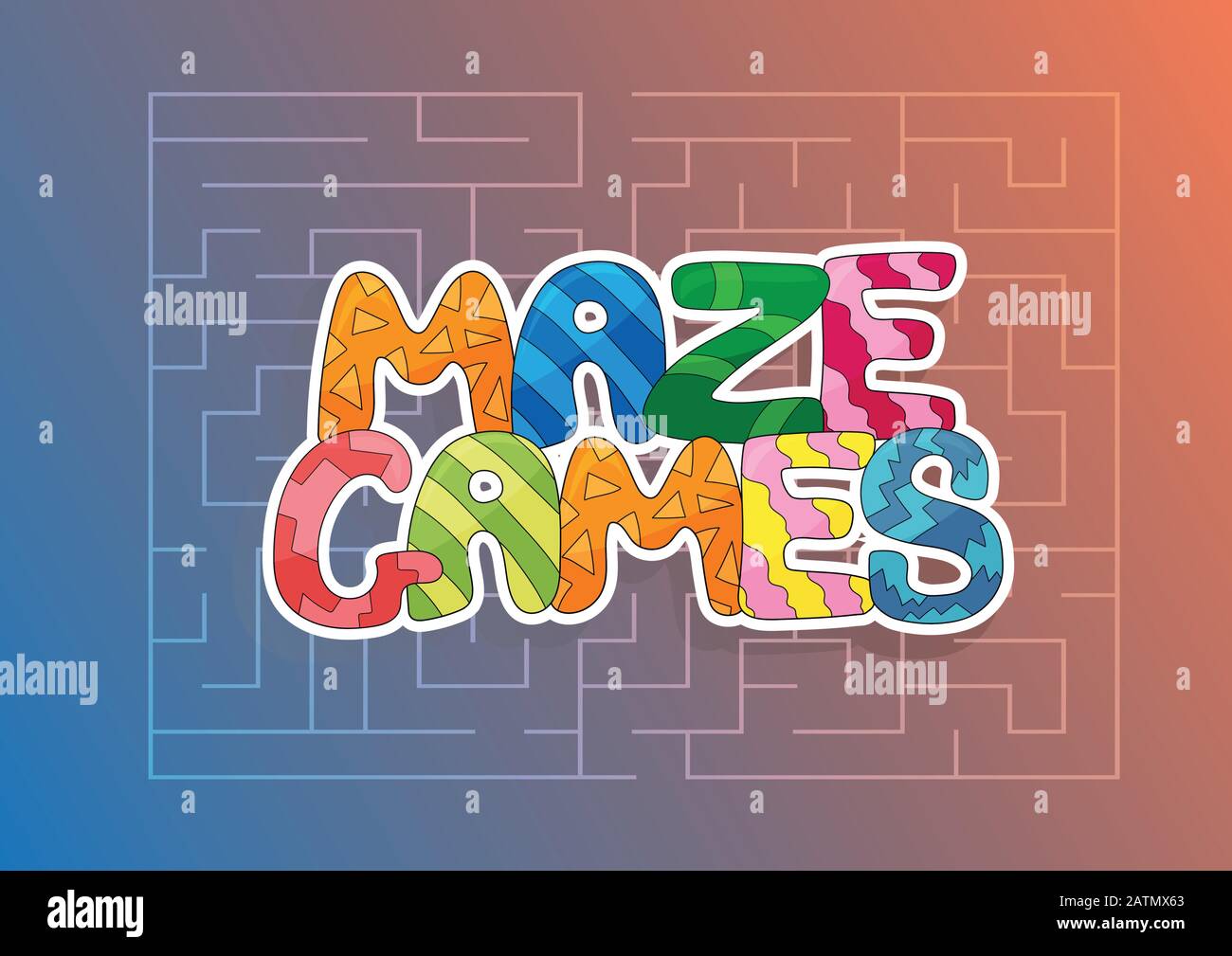 Vector background with gradient and text maze games for cover and ...