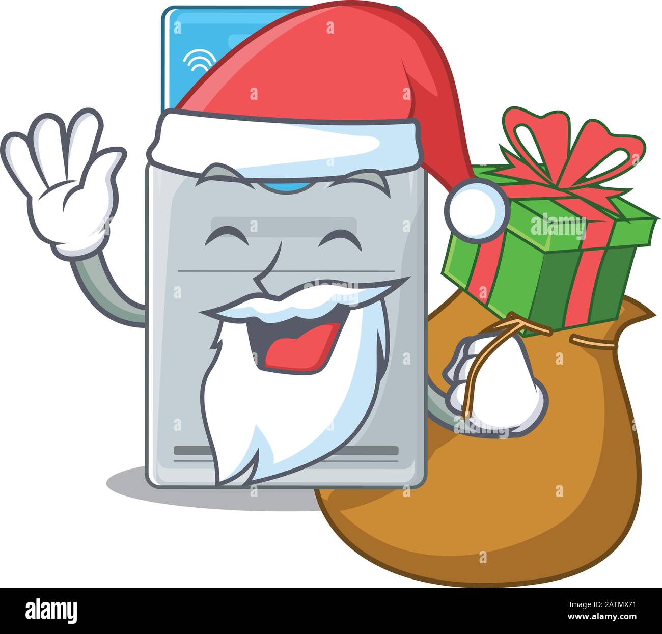 Santa key card Cartoon character design having box of gift Stock Vector ...
