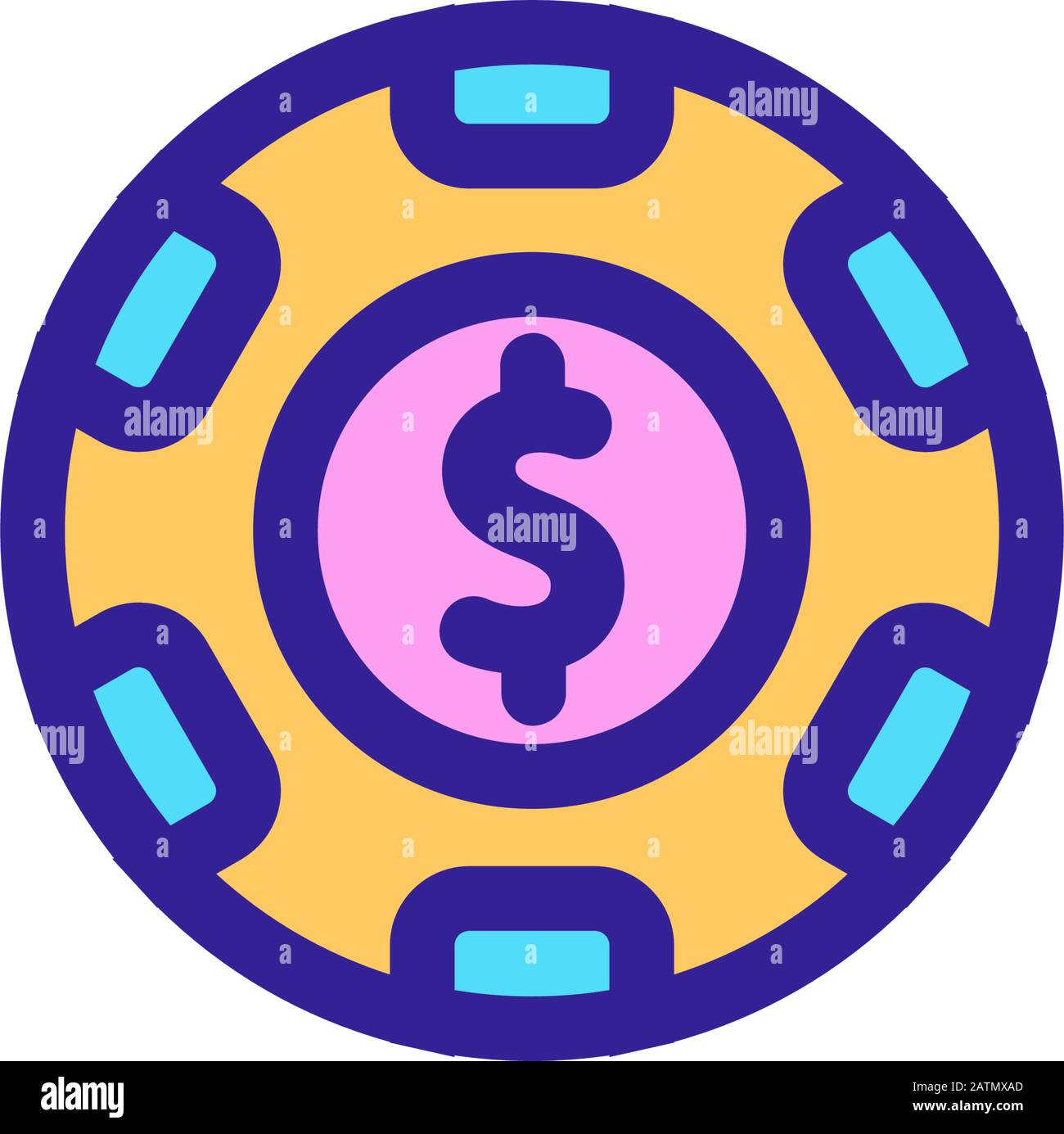 Chips for the game icon vector. Isolated contour symbol illustration ...