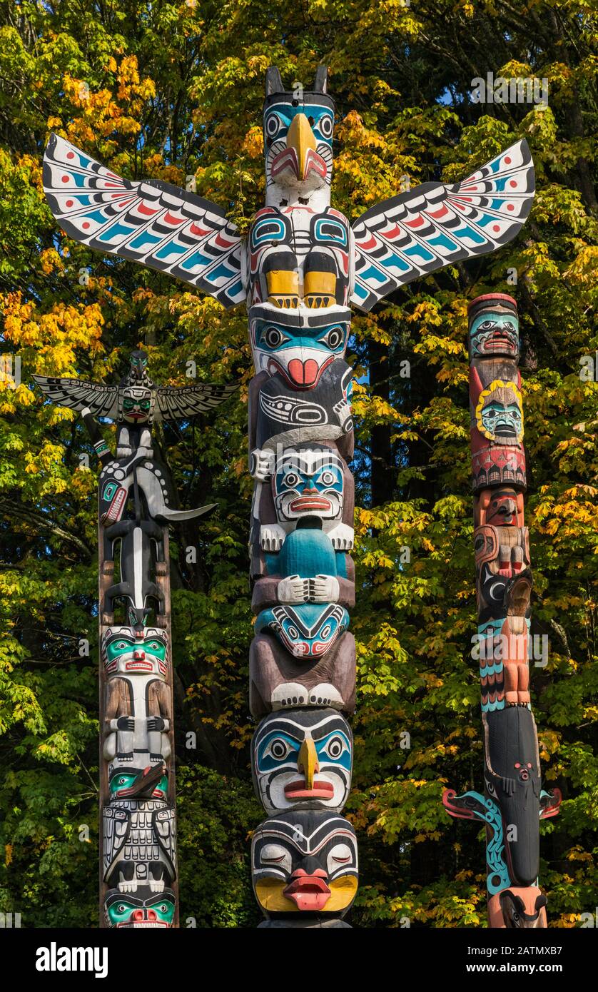 Kakaso'las Pole, 1955, by Kwakwaka'wakw artist Ellen Neel, two other ...
