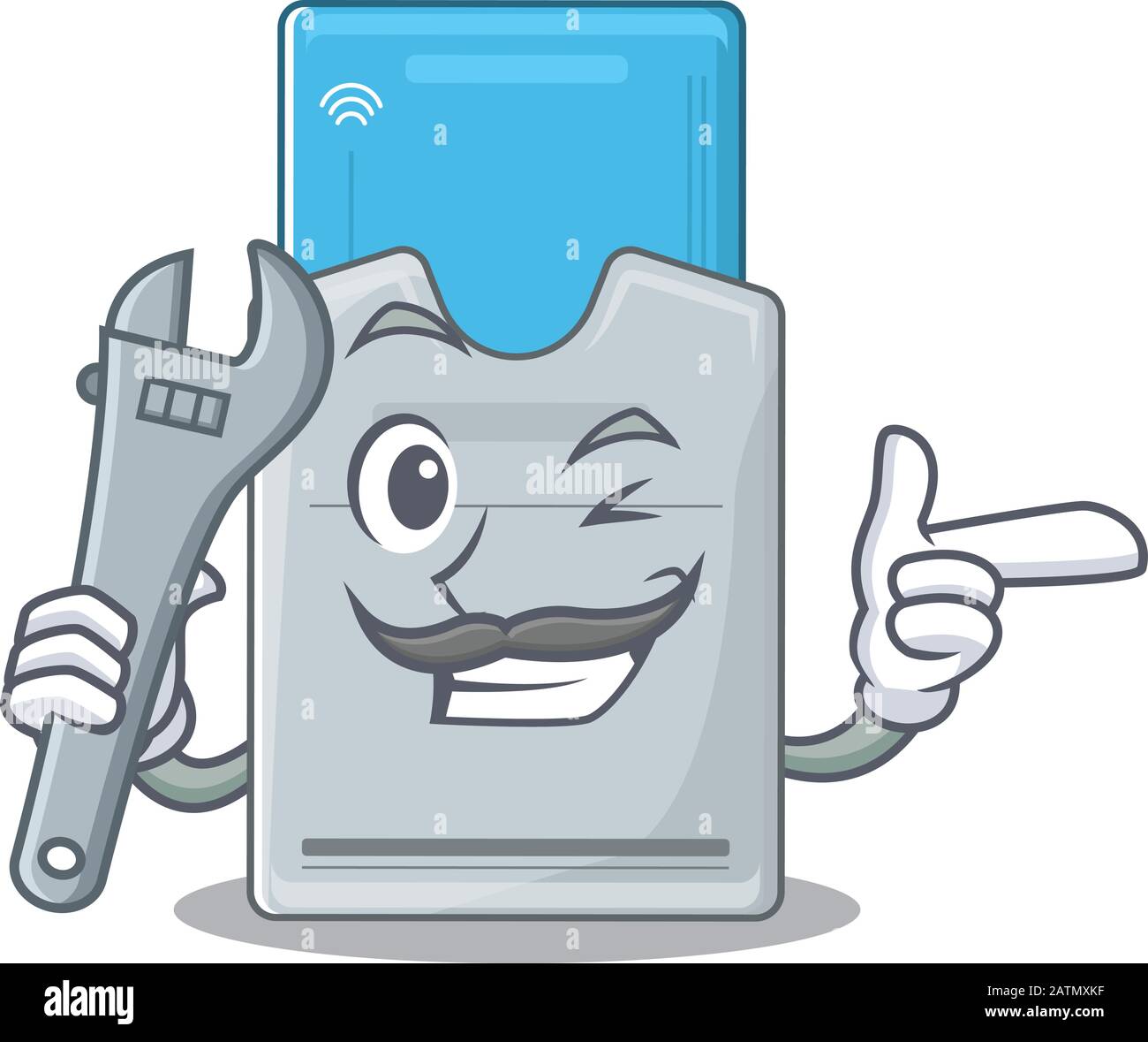 Smart Mechanic key card cartoon character design Stock Vector Image ...