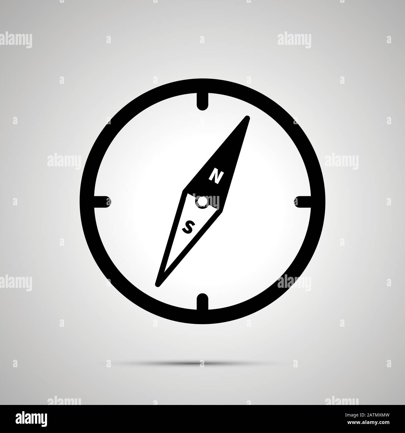 Old compass, simple black icon with shadow on gray Stock Vector Image ...