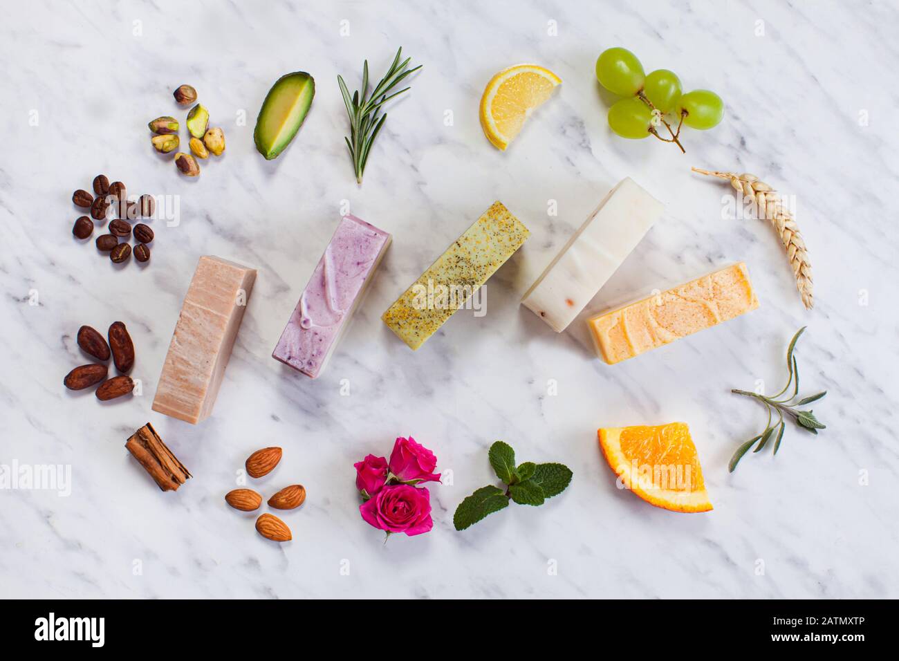 Organic homemade soap with their natural components Stock Photo - Alamy