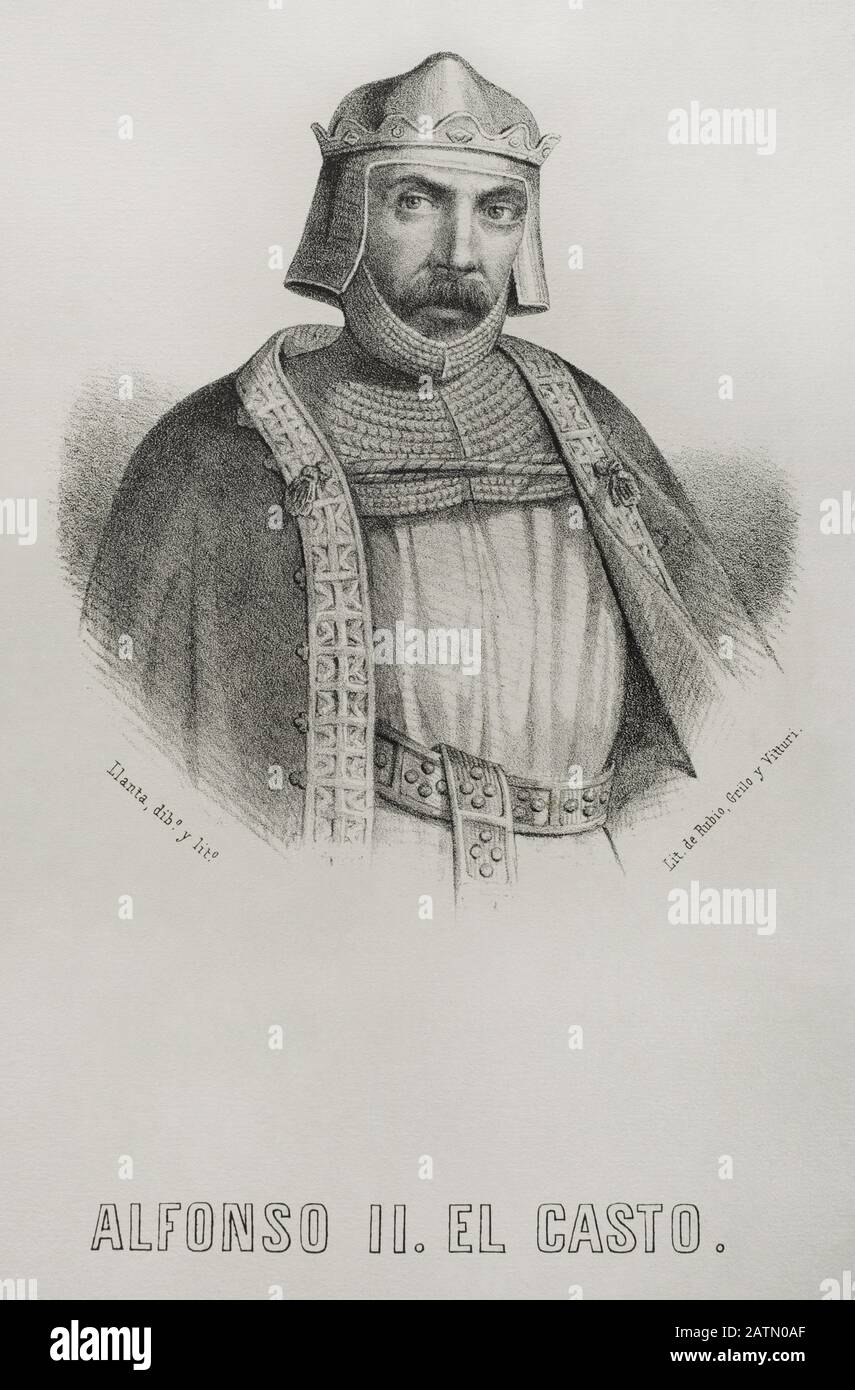 Alfonso II de Asturias (759-842), apodado el Casto. Rey de Asturias en ...