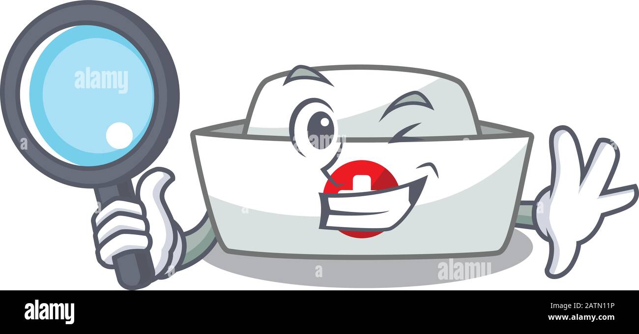 Cool and Smart nurse hat Detective cartoon mascot style Stock Vector ...