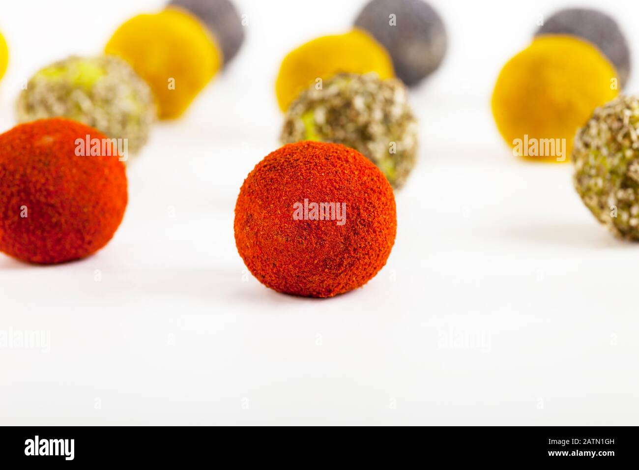 Cheese balls on a white background Stock Photo - Alamy