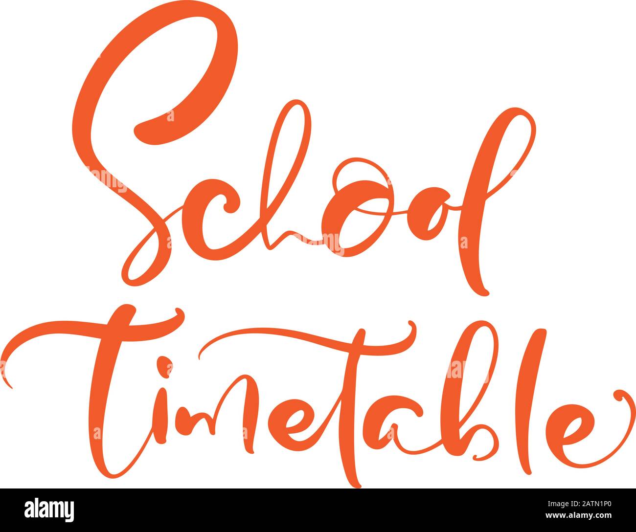 Calligraphic vector text School timetable for the student on white ...